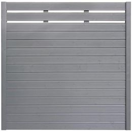 Bm Massivholz Holzzaun Fichte grau lasiert, LxH: 180x180 cm grau Holzwerkstoff