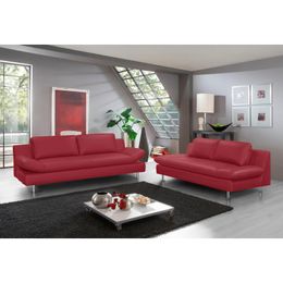 Places of Style 2-Sitzer &raquo;Redding&laquo; In Naturleder rot Zierkissen: 100% Polyester;Luxus-Microfaser (100% Polyester), mit Zierkissen ebenfalls in Luxus-
