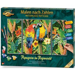 Schipper Malen nach Zahlen &raquo;Meisterklasse Triptychon - Papageien im Regenwald&laquo; Made in Germany bunt Einheitsgr&ouml;&szlig;e