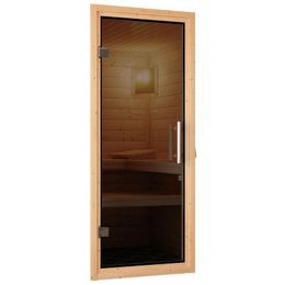 Karibu Saunat&uuml;r &raquo;T&uuml;rpaket 68 mm Sauna graphit&laquo; grau Glas, Massivholz 65,6cm, T&uuml;ranschlag wechselbar