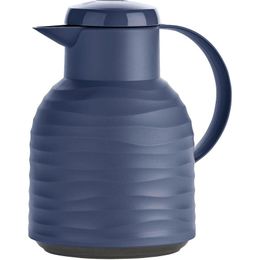 Emsa Isolierkanne &raquo;Samba Wave&laquo; 1 l Made in Germany, 12h warm/24h kalt, Quick-Press-Deckel, Glaskolben blau Glas, Kunststoff 1 l
