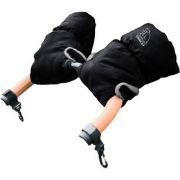Heitmann Felle Kinderwagen-Handw&auml;rmer &raquo;Eisb&auml;rchen Copy&laquo; Handschuhe f&uuml;r den Kinderwagen, Handmuff mit praktischen Druckkn&ouml;pfen schwarz Einheitsgr&ouml;&szlig;e Kinderwagen-