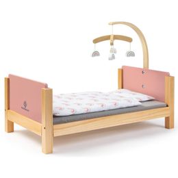 Musterkind Puppenbett &raquo;Barlia, altrosa/natur&laquo; mit Mobile rosa Einheitsgr&ouml;&szlig;e Puppenbett