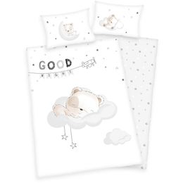 Baby Best Babybettw&auml;sche &raquo; "Sleeping little bear"&laquo; mit Stern und Teddy wei&szlig; Renforc&eacute;, Obermaterial: 100% Baumwolle B/L: 100cm x 135cm, 1 Stk., 1 Stk., Renforc&eacute;,