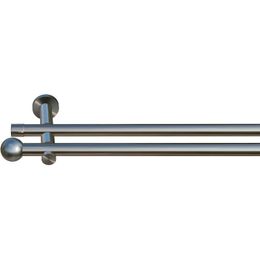 Indeko Gardinenstange &raquo;Colombes&laquo; 2 l&auml;ufig-l&auml;ufig Wunschma&szlig;l&auml;nge silber Eisen B/L: 410cm, 1 Stk., 2 l&auml;ufig