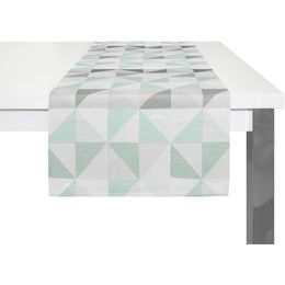 WIRTH Tischl&auml;ufer &raquo;BERLARE&laquo; gr&uuml;n Baumwolle, Polyester B/L: 40cm x 150cm, eckig