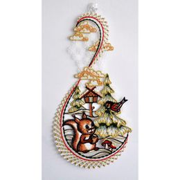 Stickereien Plauen Fensterbild &raquo;Hase im Wald&laquo; bunt Polyester B/L: 18cm x 38cm