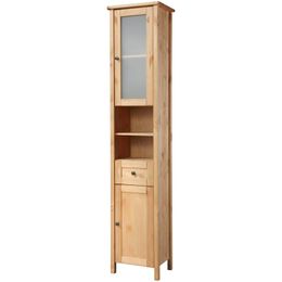 Welltime Hochschrank &raquo;Sylt&laquo; Badm&ouml;bel im Landhaus-Stil, Breite 40 cm, aus Massivholz beige Holzwerkstoff B/H/T: 40cm x 190cm x 30,5cm, Schubladen: 1 