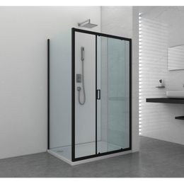 Sanotechnik Duschwand &raquo;Elite Black&laquo; BxH: 90 x 195 cm, Fixglas mit Alu-Profil in Schwarz Matt schwarz
