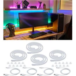 Paulmann LED-Streifen &raquo;Neon Colorflex USB Strip&laquo; mixed box: 4x1m blau, orange, pink, gr&uuml;n, 4x5W 5V, Gaming, PC blau Gesamtl&auml;nge 8m