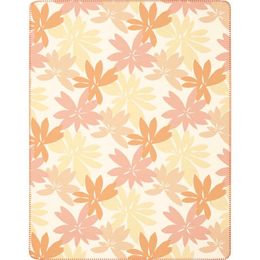 Biederlack Wohndecke &raquo;Plumeria&laquo; mit floralem Design, Kuscheldecke rosa Baumwolle, Polyacryl, Polyester