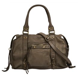 Samantha Look Damen Shopper echt Leder, Made in Italy grau