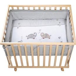 Roba Laufgitter &raquo;Jumbotwins grau, 100x75 cm&laquo; bis 15 kg mit Stoffeinlage und Nestchen beige