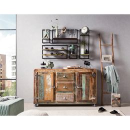 Sit Wandregal &raquo;Riverboat&laquo; Set bunt Massivholz, Metall B/H/T: 120cm x 75cm x 25cm