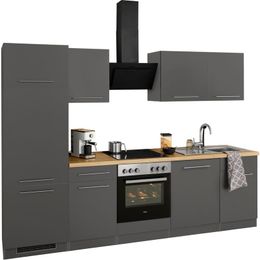 Wiho-K&uuml;chen wiho K&uuml;chen K&uuml;chenzeile &raquo;Unna&laquo; mit E-Ger&auml;ten, Breite 280 cm grau B/H/T: 280cm x 60cm, Glaskeramikkochfeld