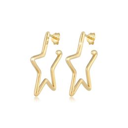 Elli Damen Paar Ohrstecker &raquo;Creolen Stecker Stern Astro Filigran 925 Silber&laquo; gold