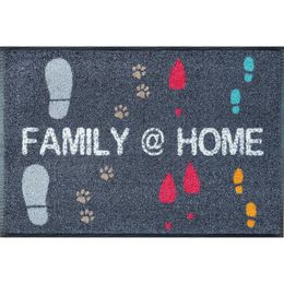 wash+dry by Kleen-Tex Fu&szlig;matte &raquo;Family @ Home&laquo; rechteckig 9 mm H&ouml;he Schmutzfangmatte, mit Spruch, In- und Outdoor geeignet, waschbar bunt Kunstfaser B