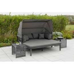 Merxx Gartenlounge-Set &raquo;Argos Insel&laquo; 3er Set, aus Aluminium, mit 2 Beistelltischen, inkl. Zierkissen grau Aluminium B/H/T: 175cm x 148cm x 80cm, 