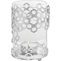 Fink Windlicht &raquo;DELIGHT&laquo; mit besonderem Lichteffekt silber Metall B/H/T: 19cm