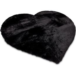 Gino Falcone Fellteppich &raquo;Kuschelteppich Chiara&laquo; herzf&ouml;rmig 30 mm H&ouml;he Kunstfell, Kaninchenfell-Haptik, besonders weicher Langflor schwarz Polyester B : 90cm 1 Stk