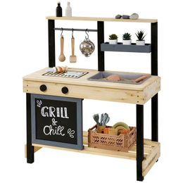 Muddy Buddy Outdoor-Spielk&uuml;che &raquo;Grill & Chill&laquo; natur - schwarz schwarz Holz Einheitsgr&ouml;&szlig;e