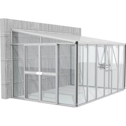 Vitavia Anlehngew&auml;chshaus &raquo;Helena 10200&laquo; Alu-Profile, 3 mm Sicherheitsglas, Dach 10 mm Hohlkammerplatten grau B/H/T: 397cm x 266cm