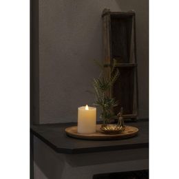 Konstsmide LED-Kerze LED Echtwachskerze cremewei&szlig;, mit 3D Flamme und geschmolzener Kante beige &Oslash;/H: 7,6cm x 11,4cm, 1 Stk.