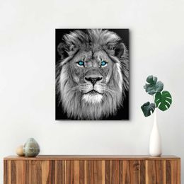 Reinders Wandbild &raquo;L&ouml;we mit blaue Augen&laquo; schwarz Holzwerkstoff B/H/T: 40cm x 50cm x 2cm