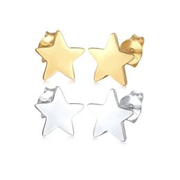 Elli Damen Ohrring-Set &raquo;Set Sterne Star Astro Bi-Color 925 Sterling Silber&laquo;