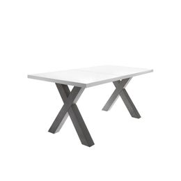 M&auml;usbacher Esstisch &raquo;Mister&laquo; mit Auszug (160-210 cm), Gestell in X-Form wei&szlig; B/H/T: 160cm x 77cm x 90cm, Mittelauszugmit Einlegeplatte, Gestell: Graphitfarben