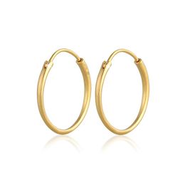 Elli Premium Damen Paar Creolen &raquo;Creolen Ohrh&auml;nger Basic Klassik Rund 375 Gelbgold&laquo; gold