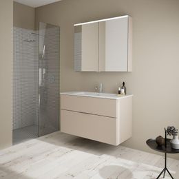 Burgbad Eqio Schrank mit Slim Keramik-Waschtisch, mit Spiegelschrank, SHCP102F6583C0001G0146,