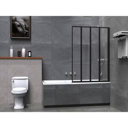 Welltime Badewannenaufsatz &raquo;Nassau&laquo; Badewannenfaltwand, Spritzschutzwand f&uuml;r Badewanne, Glas, 4 Elemente schwarz
