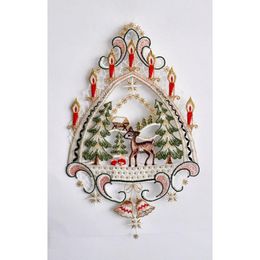 Stickereien Plauen Fensterbild &raquo;Reh im Wald&laquo; bunt Polyester B/L: 20cm x 32cm