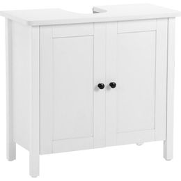 Welltime Waschbeckenunterschrank &raquo;Aalborg&laquo; Badm&ouml;bel im Landhaus-Stil, Breite 65 cm wei&szlig; MDF Wei&szlig;, B/H/T: 65cm x 60,5cm x 30,5cm, T&uuml;ren: 2 Stk.