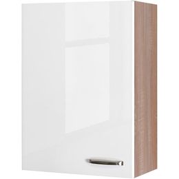 Flex-Well H&auml;ngeschrank &raquo;Florenz&laquo; (B x H x T) 60 x 89 x 32 cm wei&szlig; Holzwerkstoff Sonoma Eiche, B/H/T: 60cm x 89cm x 32cm, T&uuml;ren: 1 Stk.
