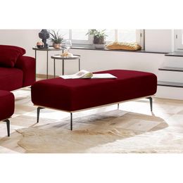 W.Schillig Polsterhocker &raquo;run&laquo; mit Holzsockel, F&uuml;&szlig;e in Schwarz pulverbeschichtet, Breite 150 cm rot Flachgewebe W82 Q2 (74% Polyacryl, 26% Polyester)