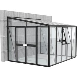 Vitavia Anlehngew&auml;chshaus &raquo;Helena 8600&laquo; Alu-Profile, 3 mm Sicherheitsglas, Dach 10 mm Hohlkammerplatten schwarz B/H/T: 334cm x 266cm