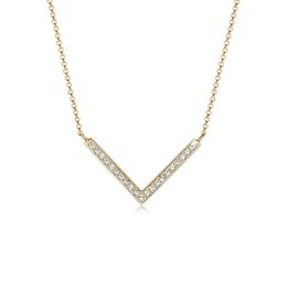 Elli Damen Collierkettchen &raquo;V-Kette Kristalle 925 Silber&laquo; gold