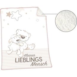Herding Babydecke &raquo;Jonas Lieblingsmensch&laquo; mit niedlichem Motiv, Kuscheldecke grau Kunstfaser B/L: 75cm x 100cm
