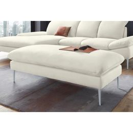 W.Schillig Hocker &raquo;enjoy&MORE&laquo; F&uuml;&szlig;e silber matt, Breite 151 cm wei&szlig; Chenille-Flachgewebe R66 (85% Polyester, 15% Nylon);Longlife Xtra-Leder Z59: 