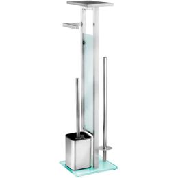 Wenko WC-Garnitur &raquo;Debar&laquo; aus Edelstahl Glas Stand WC-Garnitur wei&szlig; Edelstahl, Glas Einheitsgr&ouml;&szlig;e