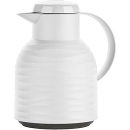 Emsa Isolierkanne &raquo;Samba Wave&laquo; 1 l Made in Germany, 12h warm/24h kalt, Quick-Press-Deckel, Glaskolben wei&szlig; Glas, Kunststoff 1 l