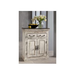 Sideboard Mango / Akazie 70x40x85 wei&szlig; gewachst CASTLE-ANTIK #209