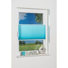 K-home Plissee &raquo;Klemmfix Pisa&laquo; Lichtschutz ohne Bohren verspannt Crushed-Optik blau Obermaterial: 100% Polyester 130cm, zweiseitig verschiebbar, 30cm