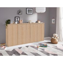 Priess Schrankbett &raquo;Oregon&laquo; wahlweise mit LED-Beleuchtung braun Ohne Beleuchtung Lattenrost, B/L: 90cm x 200cm Betth&ouml;he: 34,5cm, kein H&auml;rtegrad, ohne 