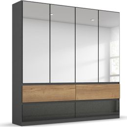 Rauch Dreht&uuml;renschrank &raquo;Winnipeg&laquo; grifflose Front, Schubk&auml;sten m. Griffmulde, auch mit Beleuchtung grau Holzwerkstoff graumetallic, B/H/T: 181cm x 