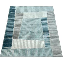 Paco Home Teppich &raquo;Stilo 850&laquo; rechteckig 12 mm H&ouml;he In- und Outdoor geeignet, Wohnzimmer blau Polypropylen (PP) B : 60cm 1 Stk., 12mm, L: 100cm