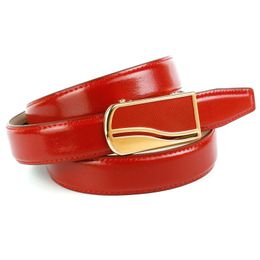 Anthoni Crown Damen Lederg&uuml;rtel in schmaler Form mit Designer Schlie&szlig;e rot 75