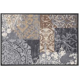 wash+dry by Kleen-Tex Fu&szlig;matte &raquo;Armonia&laquo; rechteckig 7 mm H&ouml;he Schmutzfangmatte, Patchwork Design, Ornamente, rutschhemmend, waschbar beige Kunstfaser 